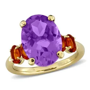 JULIANNA B. Gemstone Oval 5-stone Ring In Sterling Silver - Amethyst/madeira Citrine