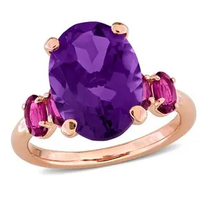 JULIANNA B. Gemstone Oval 5-stone Ring In Sterling Silver - Amethyst/rhodolite