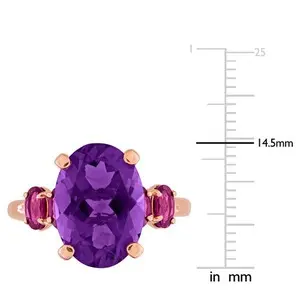JULIANNA B. Gemstone Oval 5-stone Ring In Sterling Silver - Amethyst/rhodolite