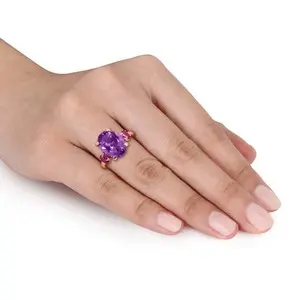 JULIANNA B. Gemstone Oval 5-stone Ring In Sterling Silver - Amethyst/rhodolite