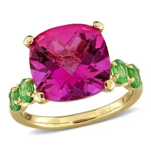 JULIANNA B. Ring With And Tsavorite Gemstones - Pink Topaz