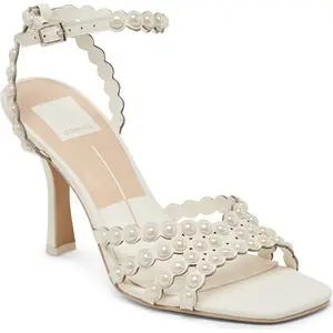 Dolce Vita Dolce Vita Pearly Bead Ankle Strap Sandals White Leather