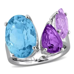 JULIANNA B. Gemstone Cocktail Ring In Sterling Silver - Blue Topaz