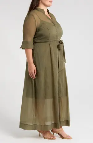 MELLODAY Chiffon Maxi Shirtdress