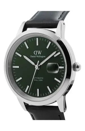 DANIEL WELLINGTON Automatic Leather Strap Watch
