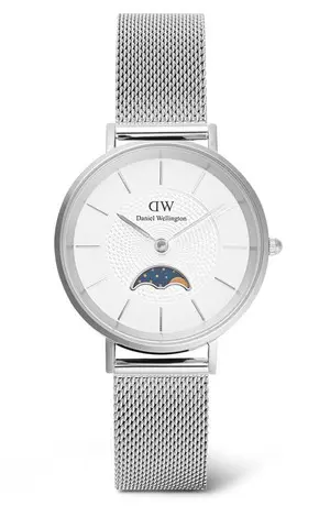 DANIEL WELLINGTON Petite Moonphase Mesh Strap Watch - Silver
