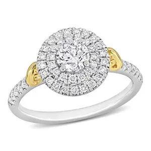 JULIANNA B. Diamond Halo 14k Gold Ring - White Gold