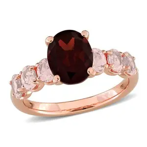 JULIANNA B. Julianna B. Gemstone Oval Ring Sterling Silver Garnet/morganite