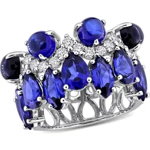 JULIANNA B. 14k White Gold Lab-created And Lab Grown Diamond Eternity Ring - Sapphire