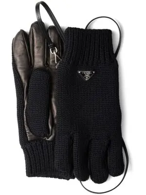 Prada Panelled Gloves - Black