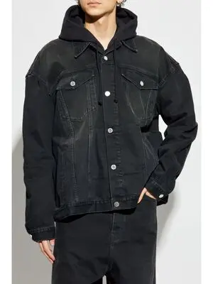 Vetements Hooded Denim Jacket - Black