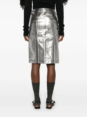 Attico Coated Denim Midi Skirt
