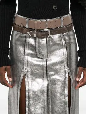 Attico Coated Denim Midi Skirt