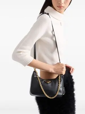 Prada Re-edition Leather Mini Bag - Black