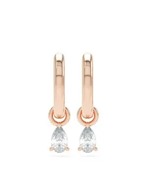LOEV 14kt Rose Gold Allday Diamond Hoop Earrings - Pink