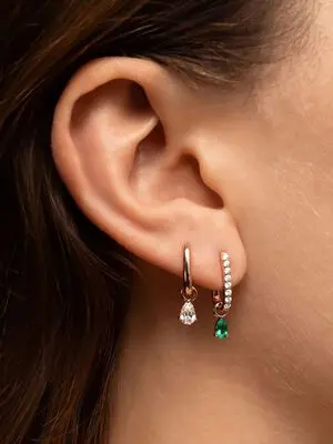 LOEV 14kt Rose Gold Allday Diamond Hoop Earrings - Pink