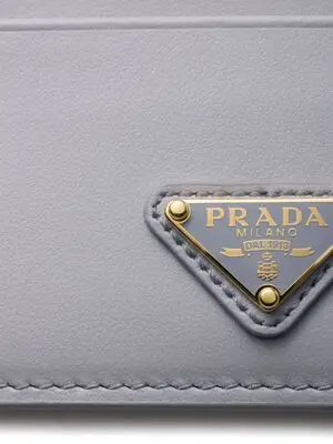 Prada Leather Card Holder - Grey