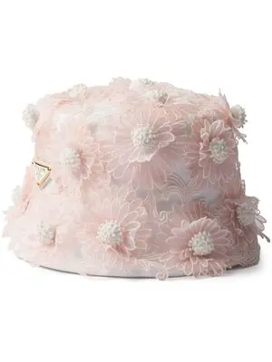 Prada Guipure-lace Bucket Hat - Pink