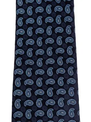 Etro Micro-paisley Silk Neck Tie - Blue
