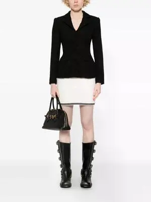 SELF-PORTRAIT Bow Jacquard Mini Skirt - Neutrals