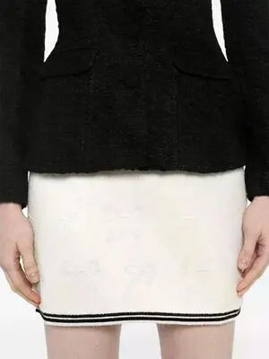 SELF-PORTRAIT Bow Jacquard Mini Skirt - Neutrals