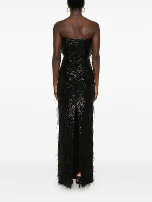 NISSA Floral-appliqué Sequined Maxi Dress