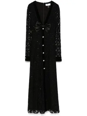 NISSA Crystal-embellished Lace Midi Dress
