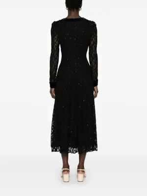 NISSA Crystal-embellished Lace Midi Dress