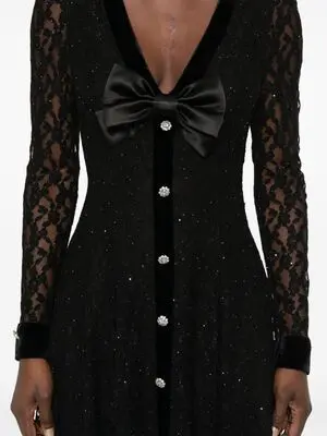 NISSA Crystal-embellished Lace Midi Dress
