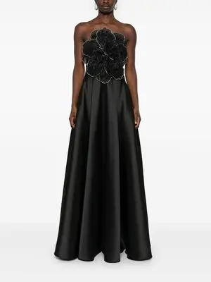NISSA Floral-appliqué Maxi Dress