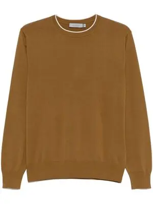 Canali Contrasting Trim Sweater - Brown