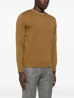 Canali Contrasting Trim Sweater - Brown