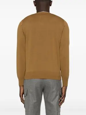 Canali Contrasting Trim Sweater - Brown