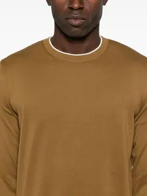Canali Contrasting Trim Sweater - Brown
