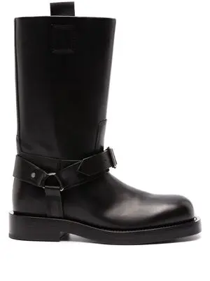 Burberry Buckled Leather Knee-high Boots - Black