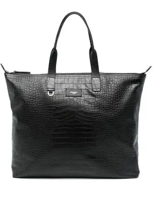 Dolce & Gabbana Crocodile-embossed Leather Tote - Black