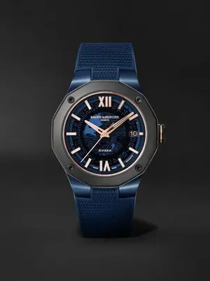 Baume & Mercier Riviera Automatic 42mm Steel And Rubber Strap Watch - Blue