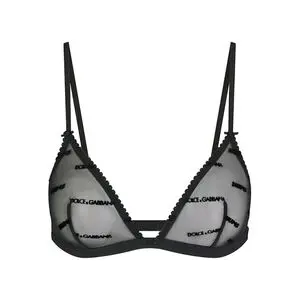 SKIMS X Dolce&gabbana Ultra Fine Mesh Logo Triangle Bralette - Onyx