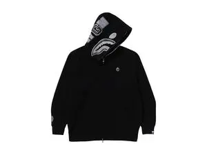 A BATHING APE One Point Ape Head Shark Relaxed Fit Full Zip Hoodie - Black