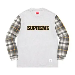 Supreme Plaid Sleeve Long-sleeve Top - Grey