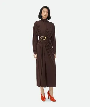 Bottega Veneta Crepe Viscose Jersey Dress - Clove