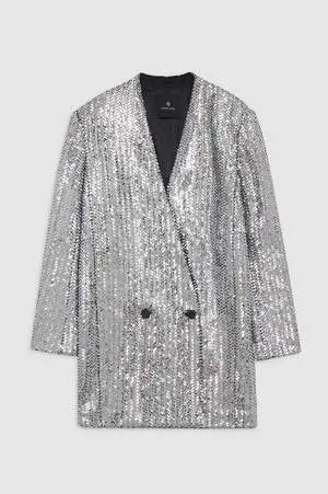 ANINE BING Veneda Mini Dress - Silver Sequin