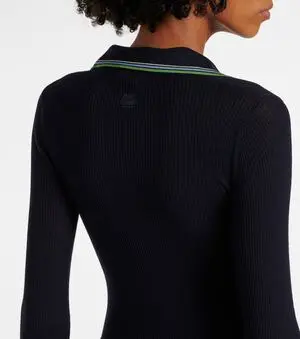 Etro Printed Wool And Cotton Polo Sweater - Blue