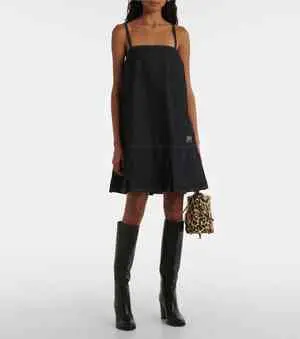 GANNI Pleated Denim Minidress