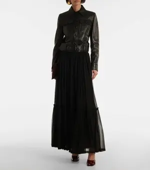Saint Laurent Ruffled Silk Maxi Skirt
