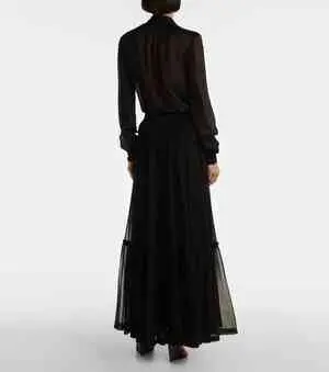 Saint Laurent Ruffled Silk Maxi Skirt