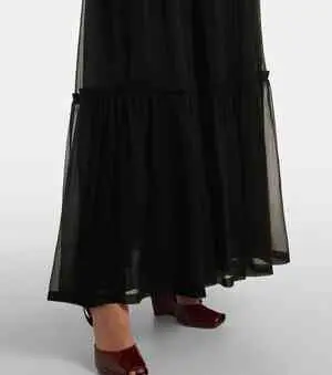 Saint Laurent Ruffled Silk Maxi Skirt