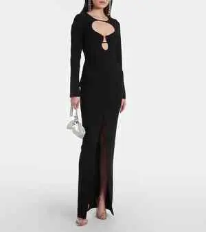 RASARIO Cutout Crepe Maxi Dress