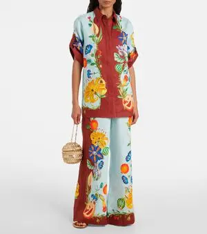 ALEMAIS Alémais Dahlia Floral Linen Shirt - Multicoloured