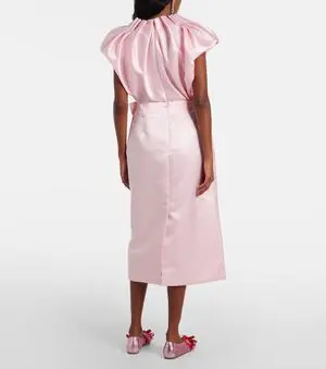 Simone Rocha Draped Satin Midi Skirt